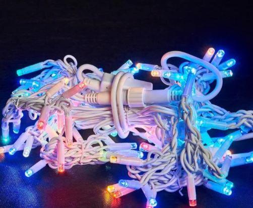 Новогодняя гирлянда "Дождик уличный ICE" 120 LED (белый кабели) цветная ...