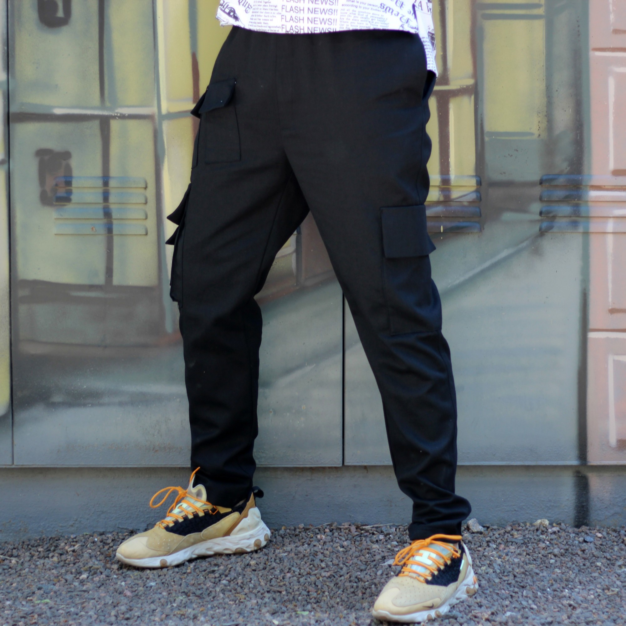 Мужские прямые брюки карго Shopchik M черные с боковыми карманами на ...