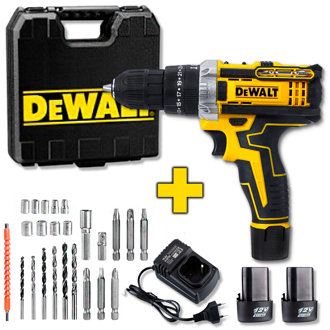 Набор шуруповерт аккумуляторный с насадками screw driver sets yellow ...