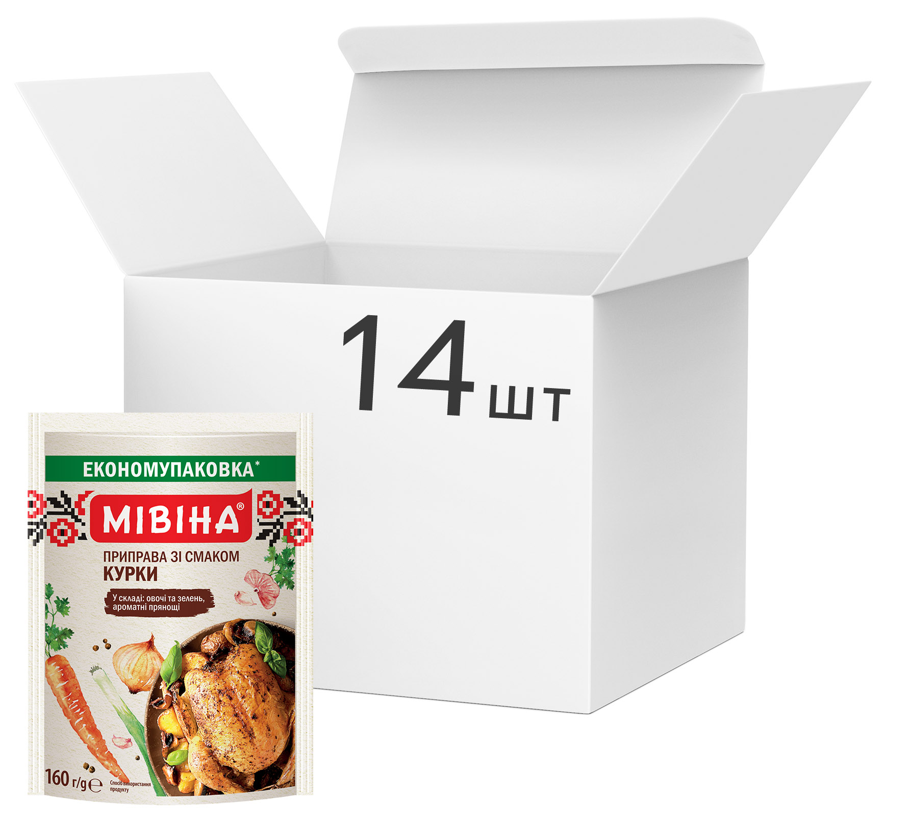 Упаковка приправы Мивина со вкусом курицы 160 г х 14 шт (8585002442284 ...