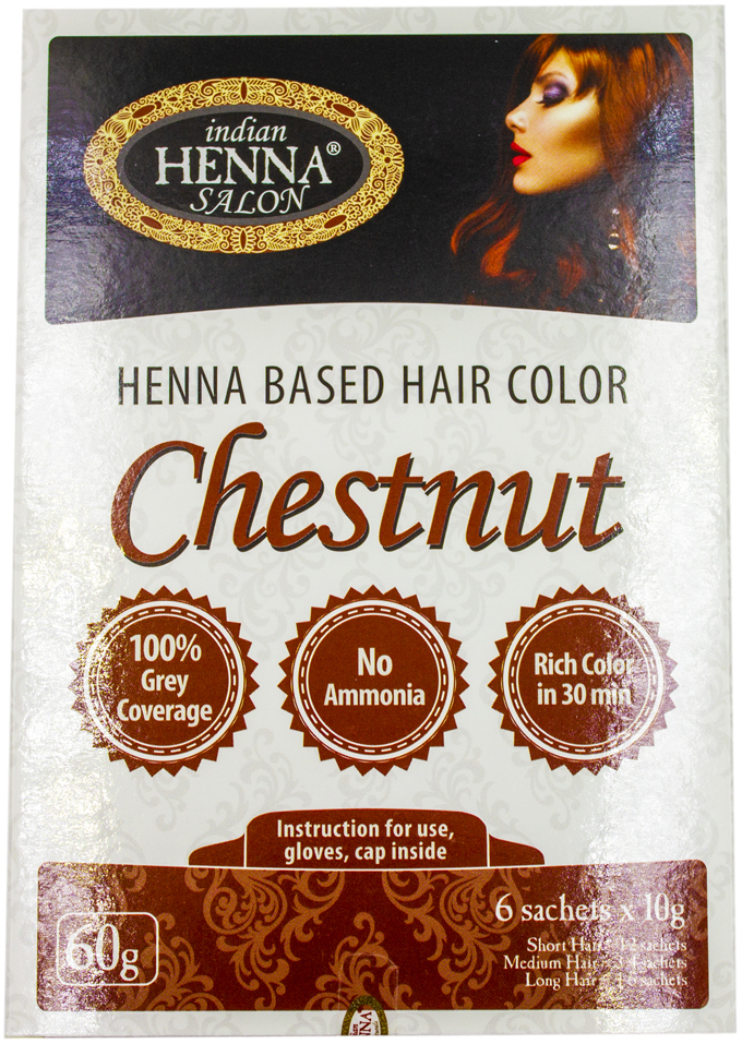 Фарба для волосся на основі хни Indian Henna Каштан 60 г (8900035024571 ...