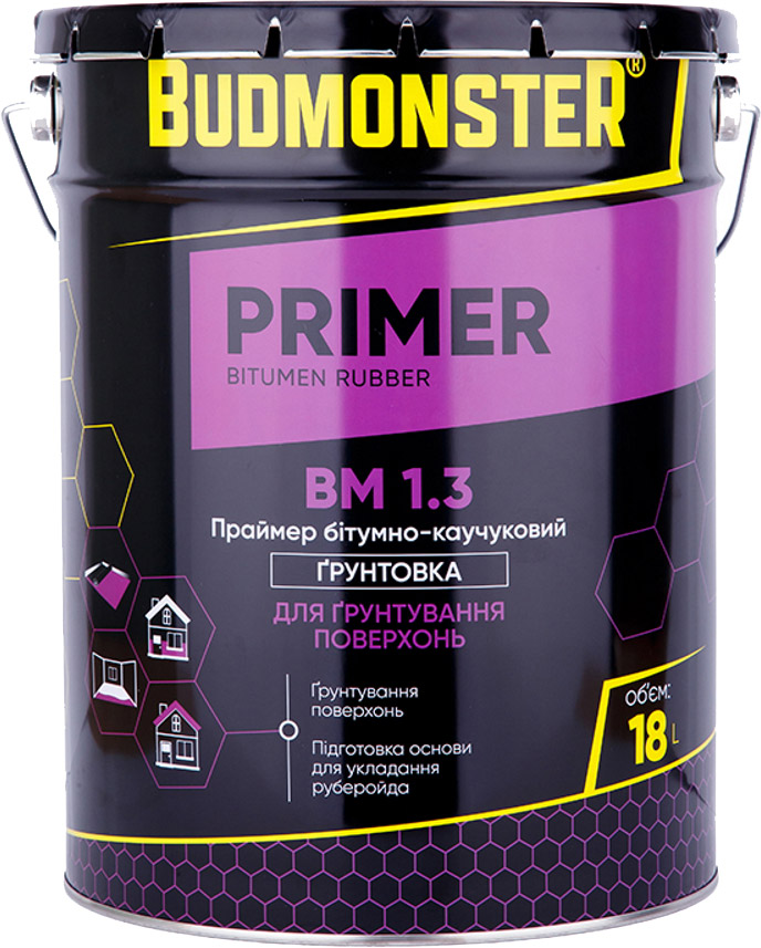 Праймер Budmonster бітумно-каучуковий 18 л (85227) – фото, відгуки ...