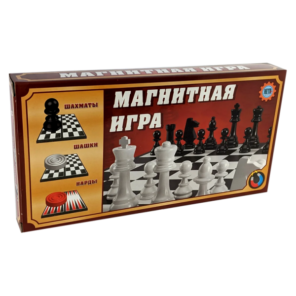 Шахи магнітні Metr plus 3 в 1 шахи, шашки, нарди 25x13x3,5см (9831S ...