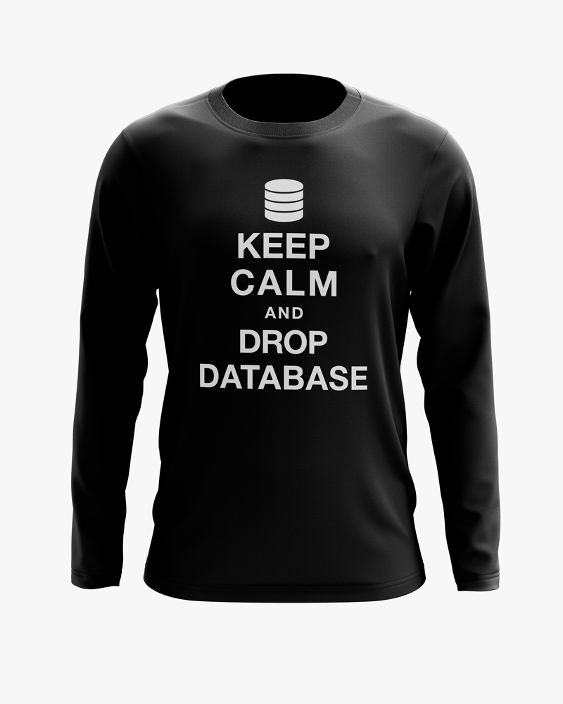 Світшот чоловічий з написом Keep calm and drop database чорний L (SS-01 ...