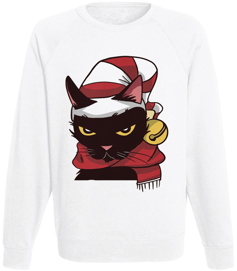 Свитшот новогодний Angry Cat Christmas (белый) XL от продавца: IN DYE ...