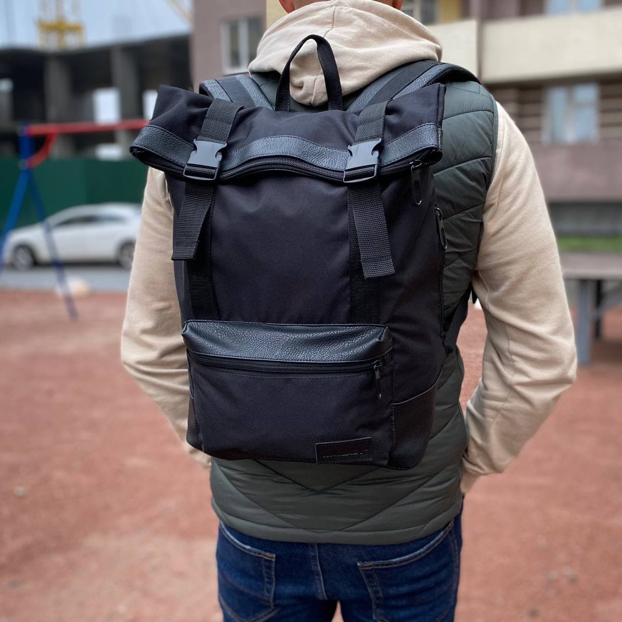 Черный рюкзак Роллтоп RollTop городской для путешествий Wallaby black ...