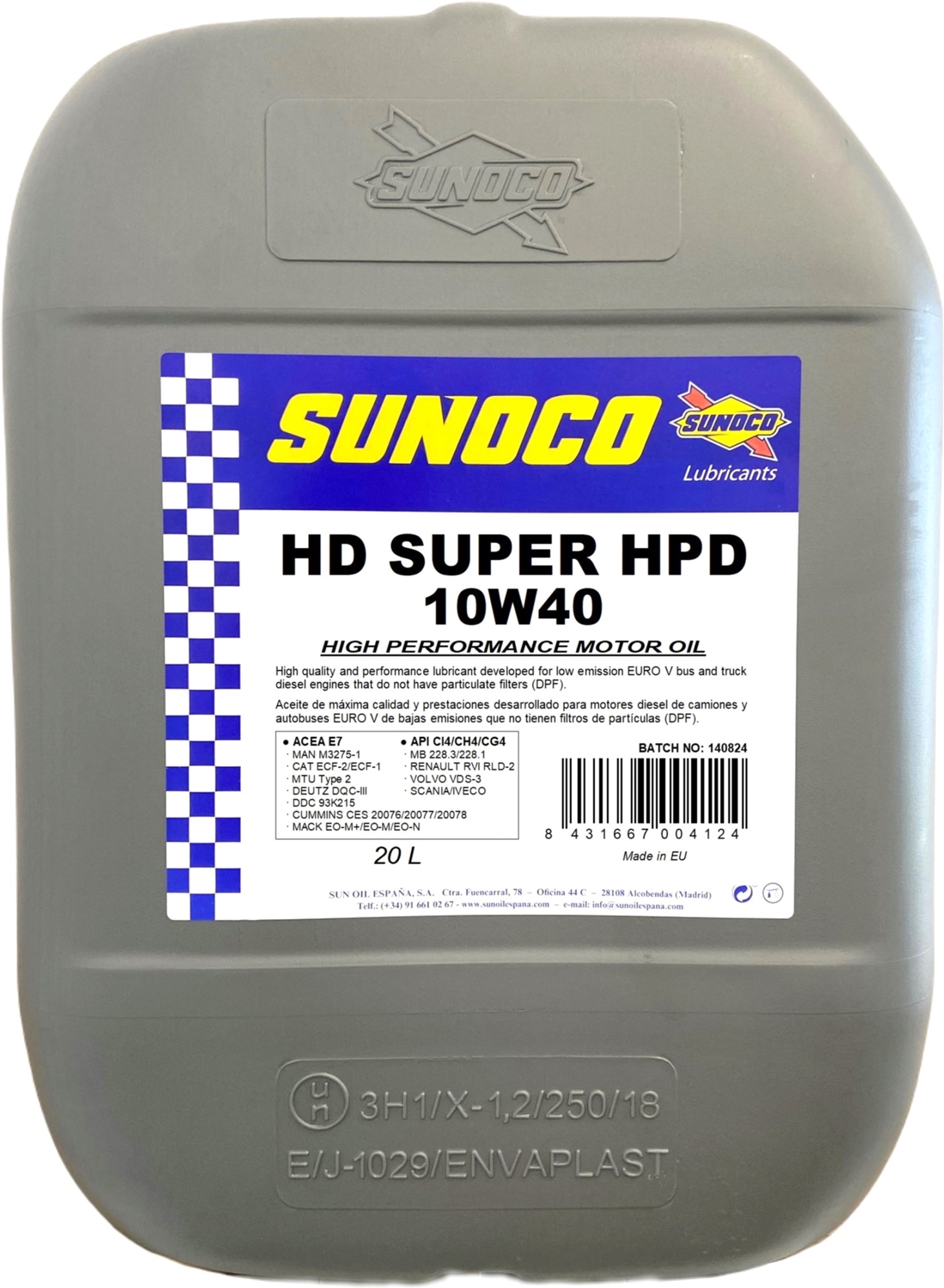 Моторное масло Sunoco Heavy Duty Super HPD 10W-40 20 л (MS05017) – фото ...