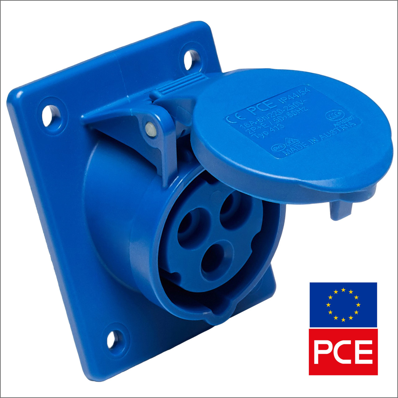 Розетка встраиваемая PCE 413-6 IP44 2P+PE 16A 230V наклонная (силовая ...