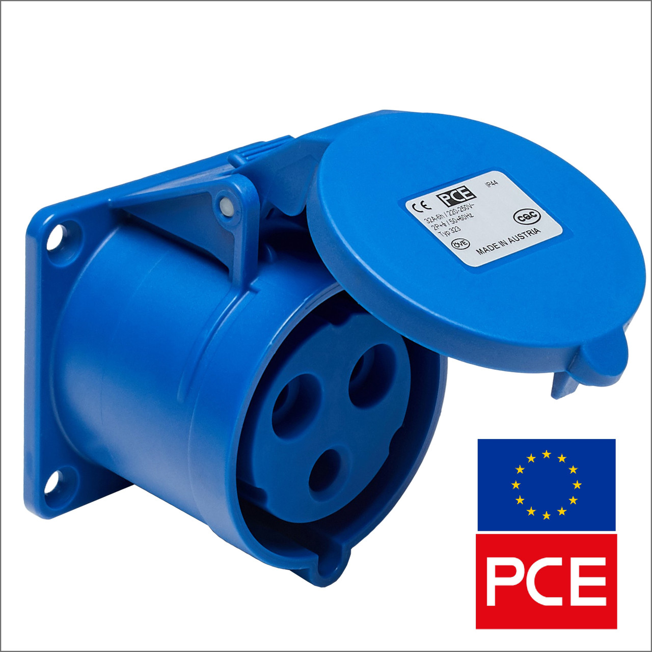 Розетка встраиваемая PCE 323-6 IP44 2P+PE 32A 230V прямая (силовая ...