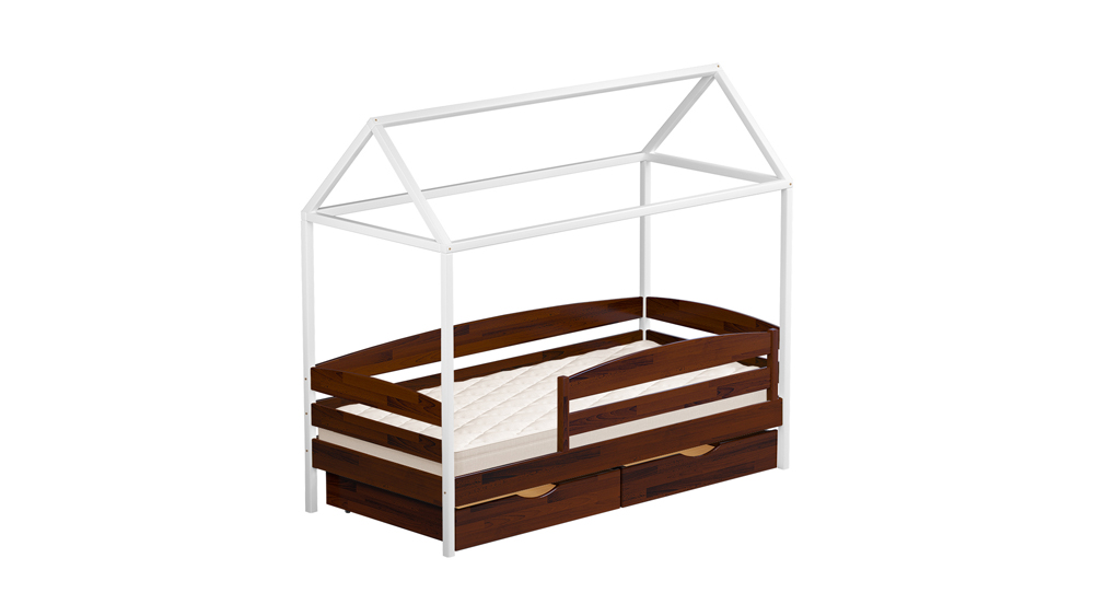 Кровать детская Амми Плюс Estella 80х190 178 - каштан/белый Щит Л25 ...