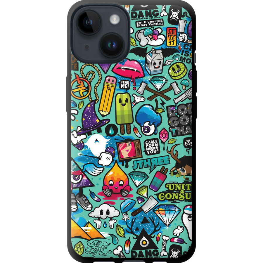Чехол tpu черный на телефон Apple iPhone 14 Стикер бомбинг 1 693b-2648 ...