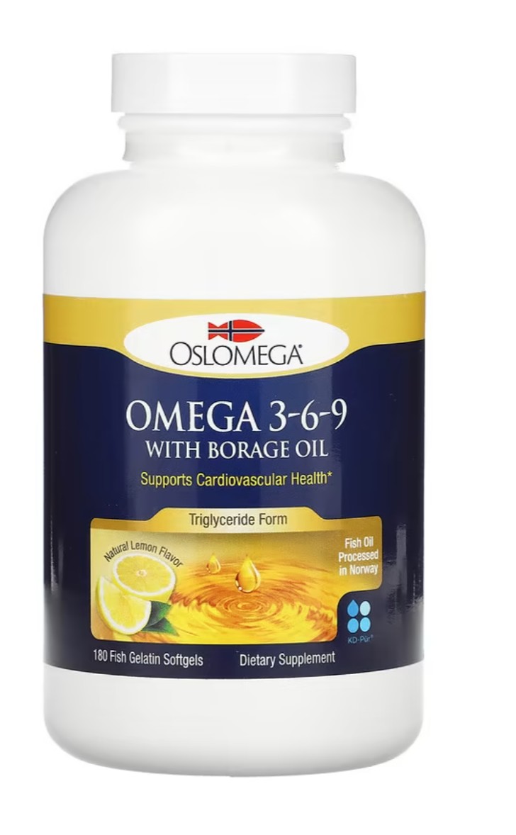 Рыбий жир омега 3-6-9 с маслом бурачника Oslomega, норвежская серия ...