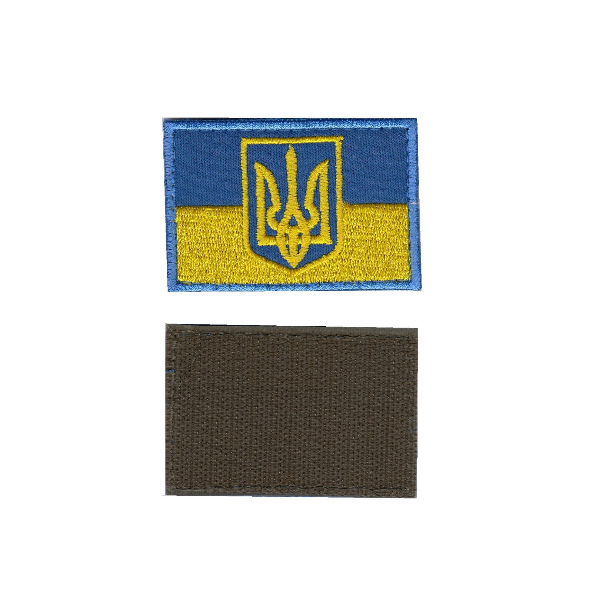 Шеврон патч на липучке флаг Украины с тризубом, желто-голубой, 5*3.5 см ...