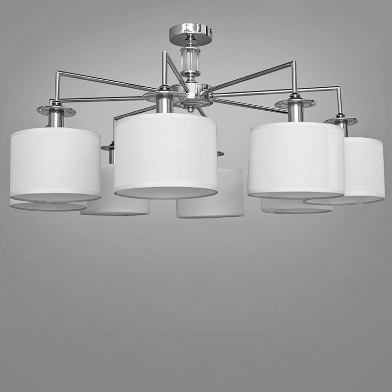 Люстра потолочная с абажуром Light House DS-18365/8HR хром плафон белый ...