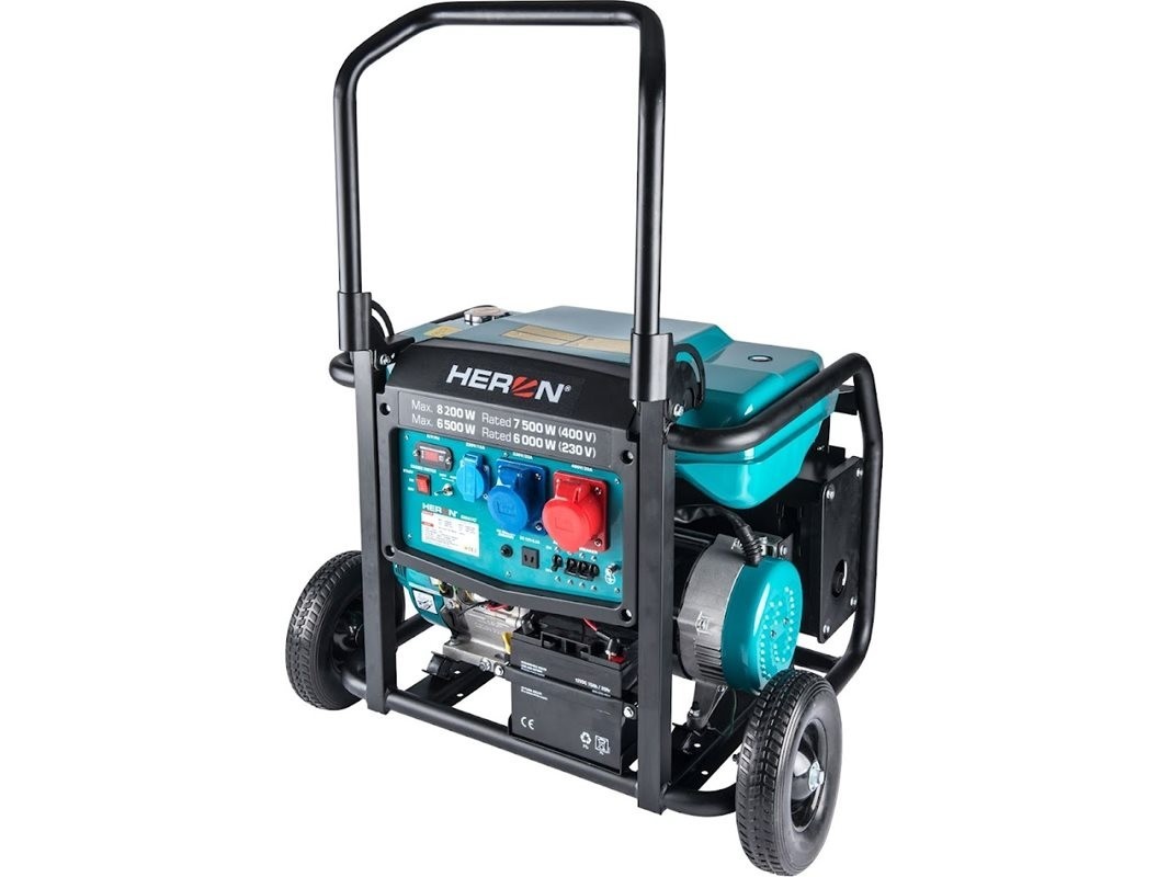 Бензиновый генератор 230+400V HERON с ручкой на колесах три фази 8.2 ...