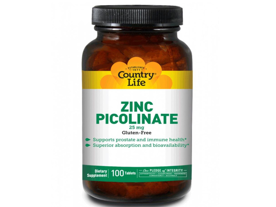 Цинк пиколинат Zinc Picolinate, Country Life, 100 таблеток – низкие ...