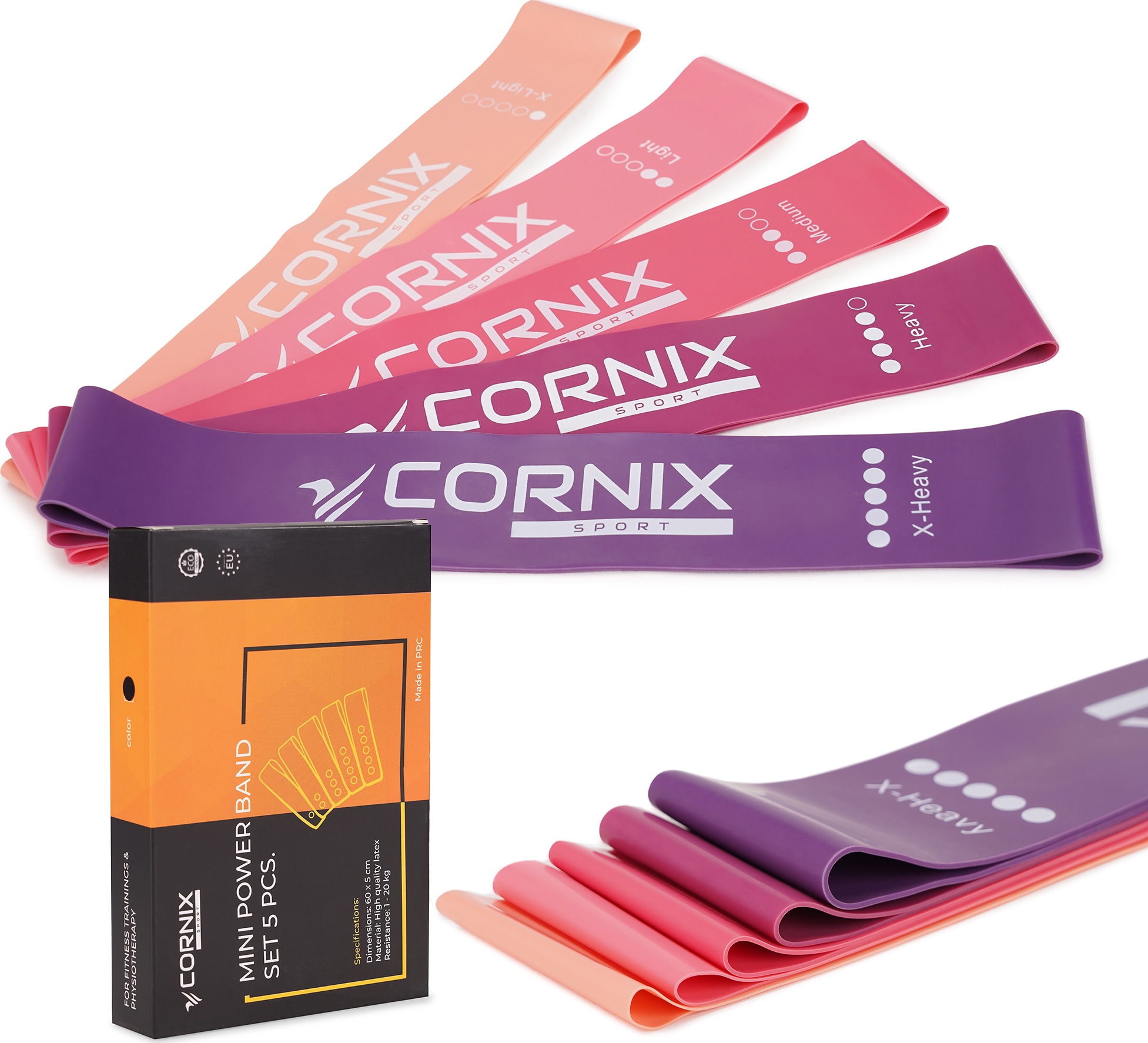 Резинки для фитнеса CorniX Mini Power Band набор 5 шт 1-20 кг (XR-0046 ...