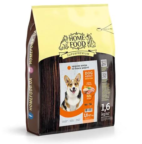 Сухий корм HOME FOOD DOG ADULT MEDIUM для дорослих собак «Індичка та ...