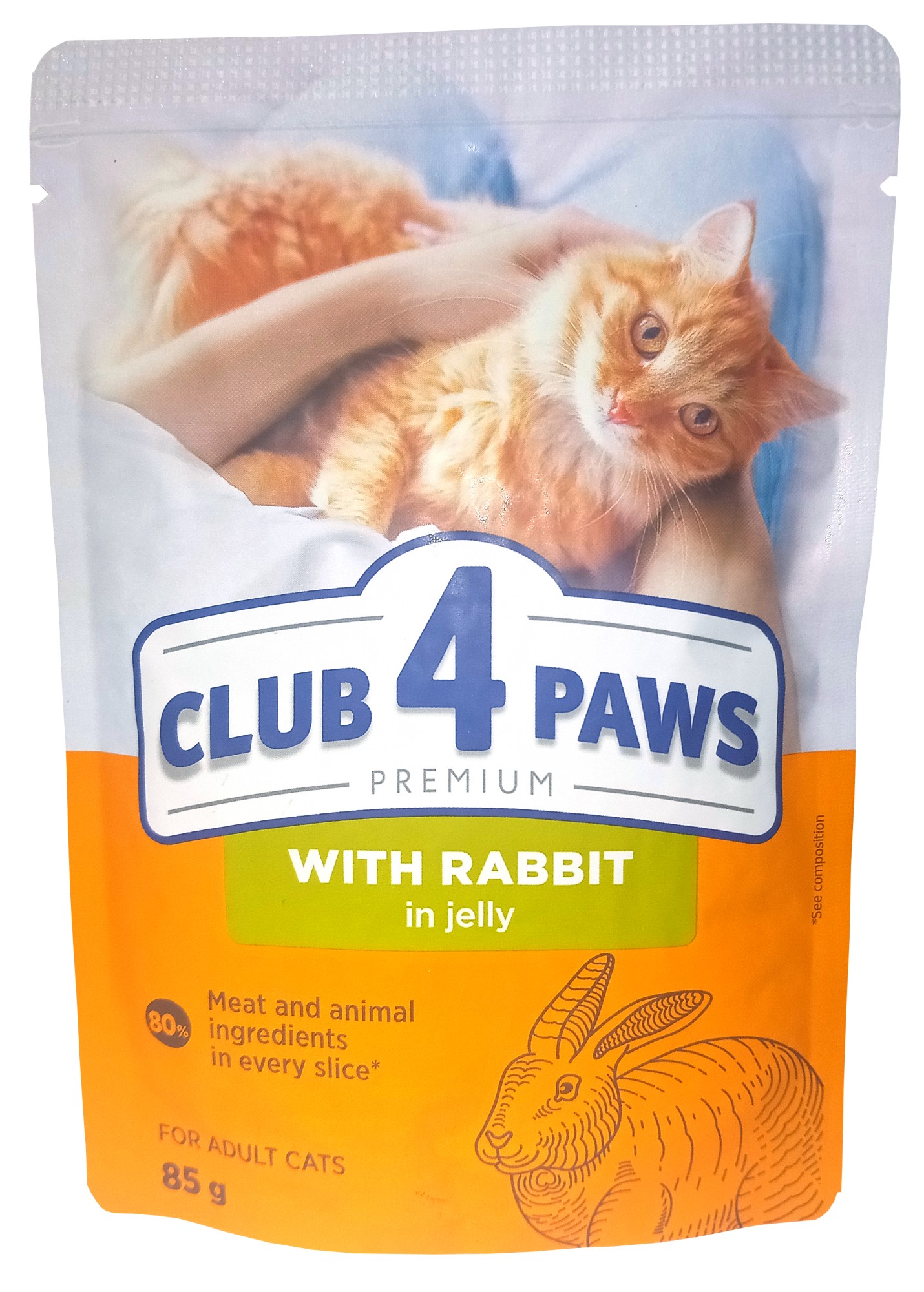 old Влажный корм Club 4 Paws для взрослых кошек с Кроликом в желе ...