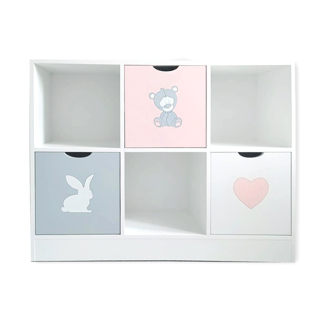 Стелаж для іграшок та книг з висувними ящиками та декором Білий ЛДСП 16 мм – фото | ROZETKA