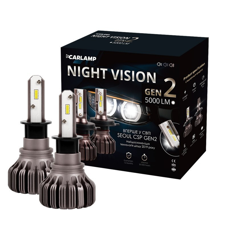 Светодиодные автолампы H3 Carlamp Night Vision Gen2 Led для авто 5000 ...