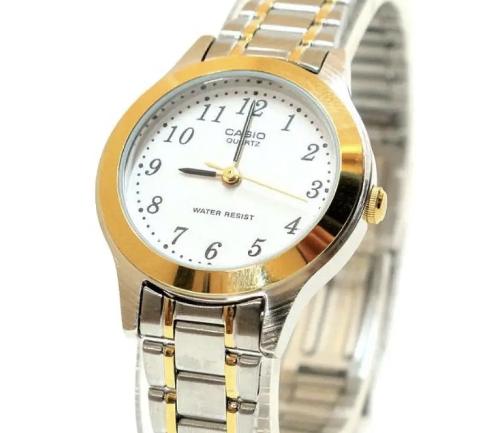Женские классические часы Casio LTP-1263PG-7BEF Белые с золотистым ...