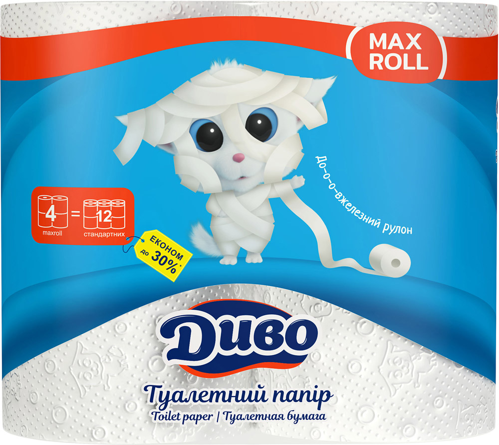 ROZETKA | Туалетная бумага Диво Max Roll 2 слоя 4 рулона (4820003835708 ...