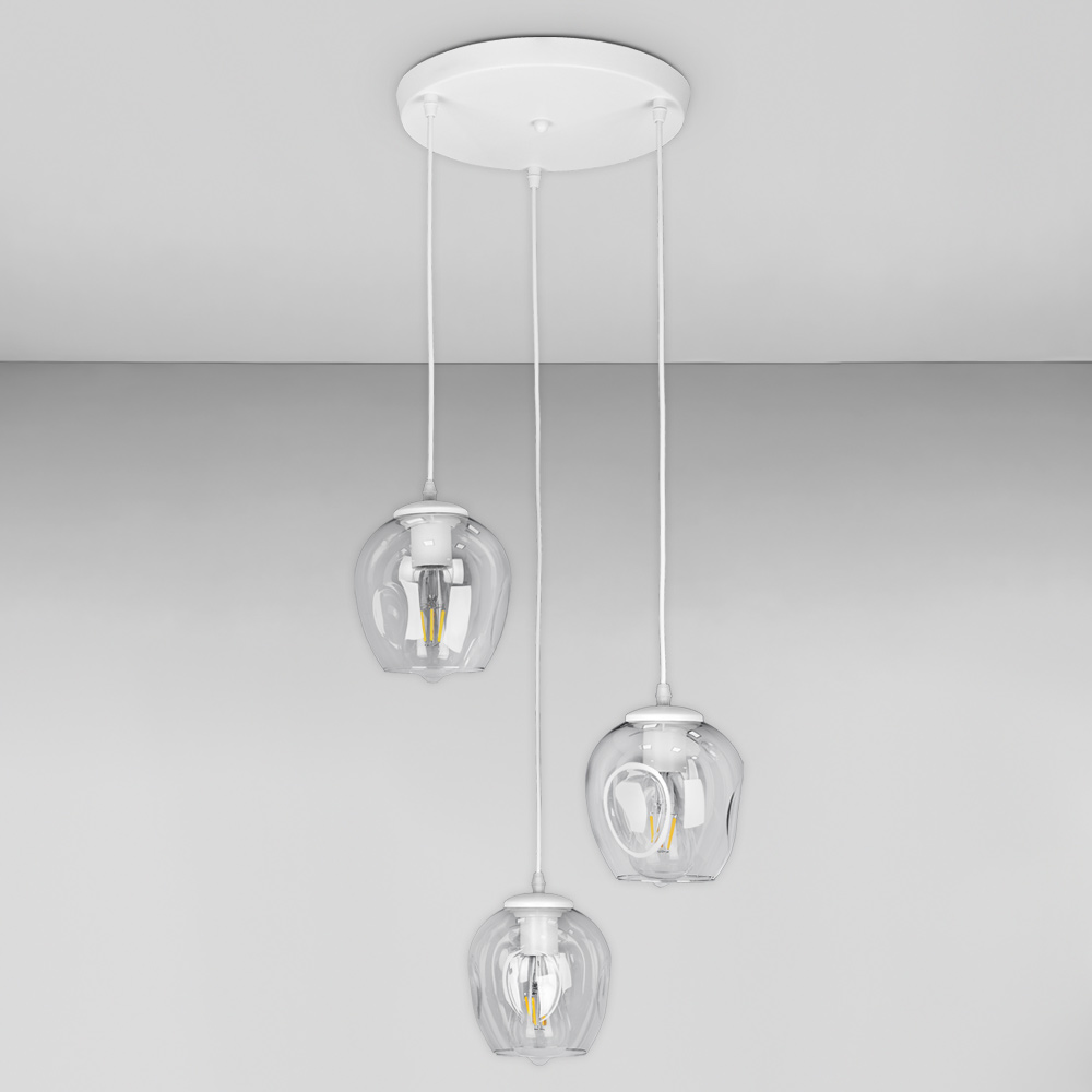Люстра подвесная Лофт Light House LS-17191F-3 WH+CL (300) белая, плафон ...