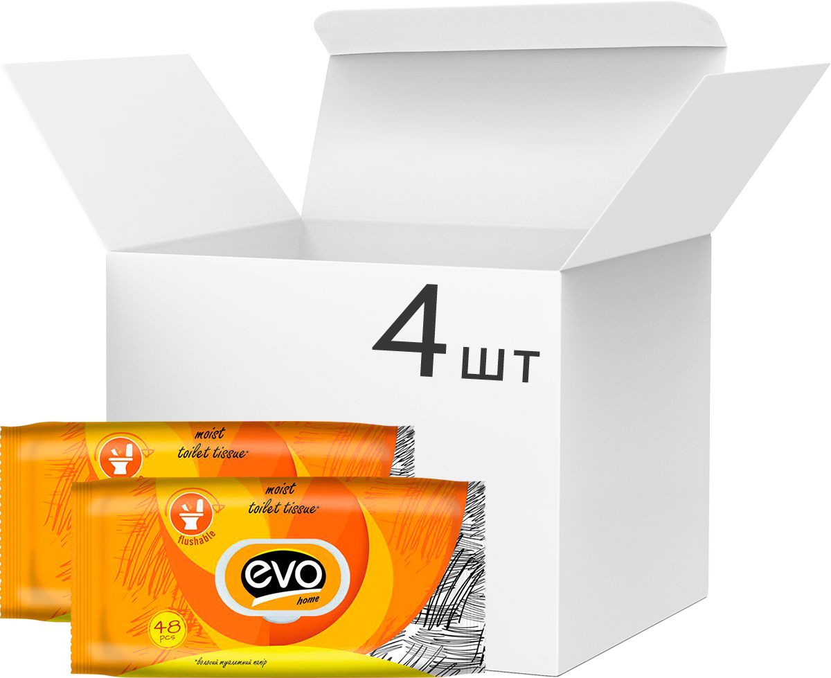 Упаковка влажной туалетной бумаги Evo Home 4 пачки по 48 шт ...
