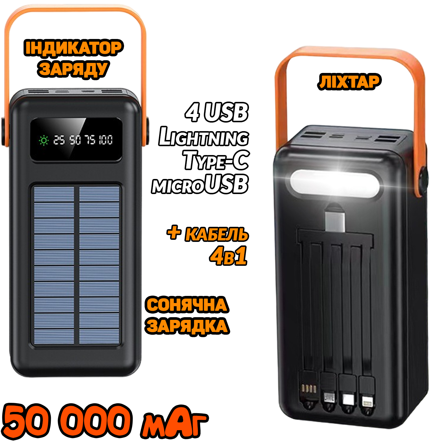Power Bank с солнечной батареей Kamry 50000 mAh реальная ёмкость с ...