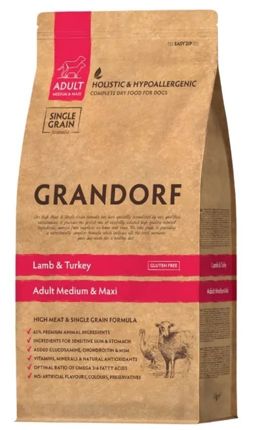 Корм Grandorf Adult Medium&Maxi Breed Lamb&Turkey для собак средних ...