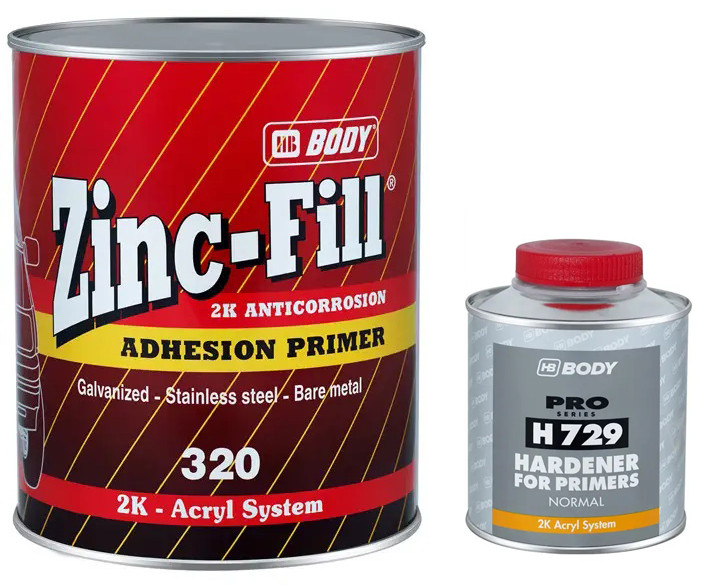 Адгезийный первичный грунт HB BODY 320 Zinc Fill, 1 л + Отвердитель для ...