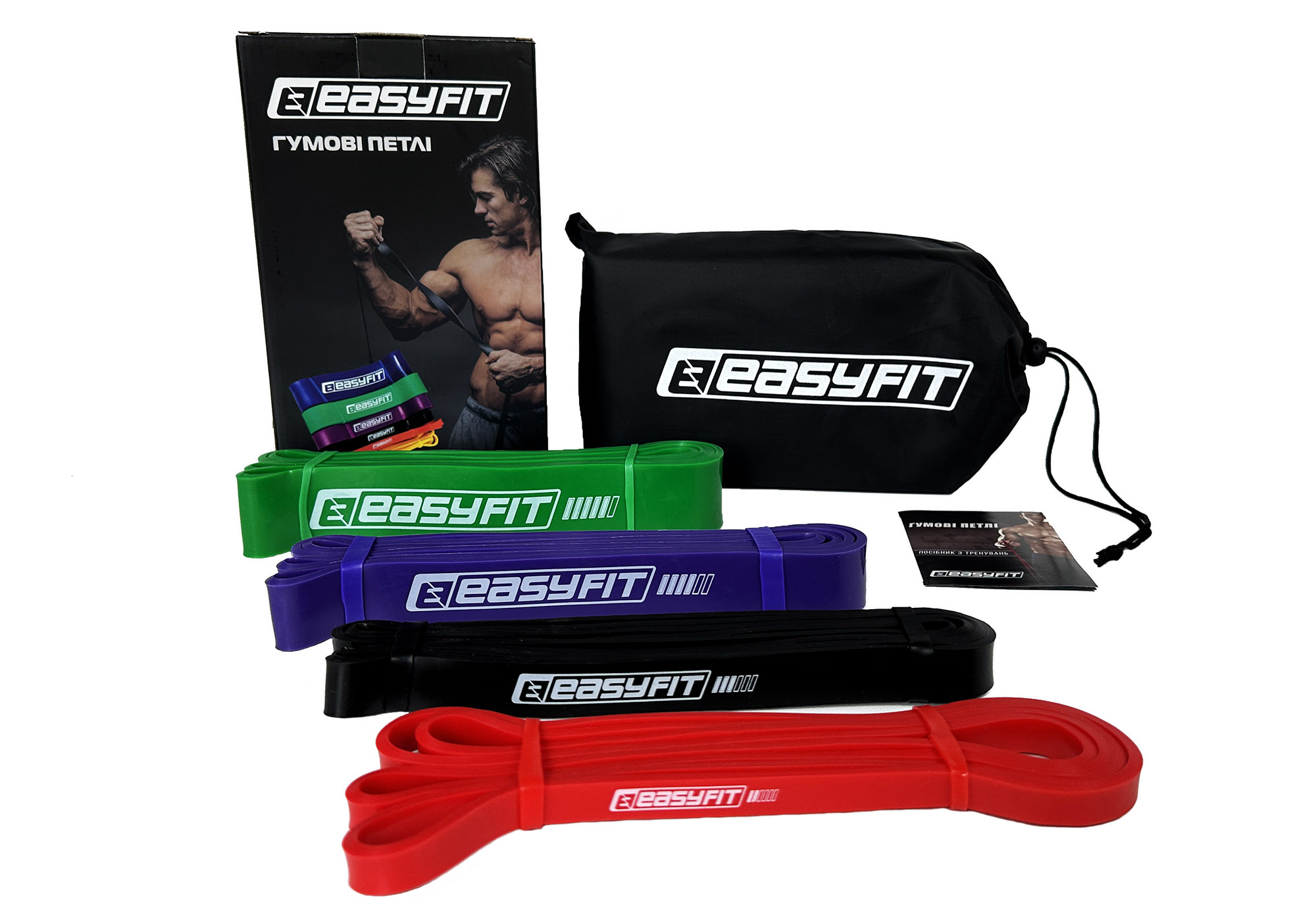 Резиновые петли EasyFit Origin 2-65 кг (набор из 4 шт для фитнеса ...