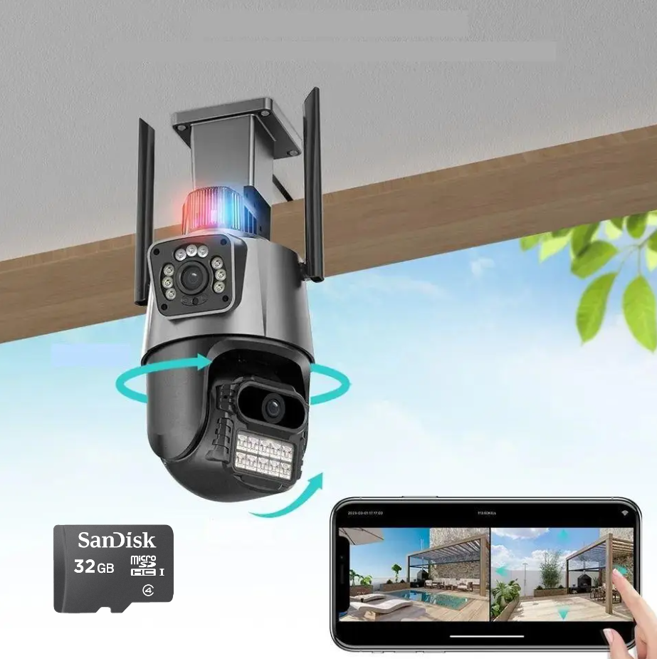 Уличная охранная поворотная Wi-Fi камера наблюдения BESDER P10Q-8MP ЗУМ ...