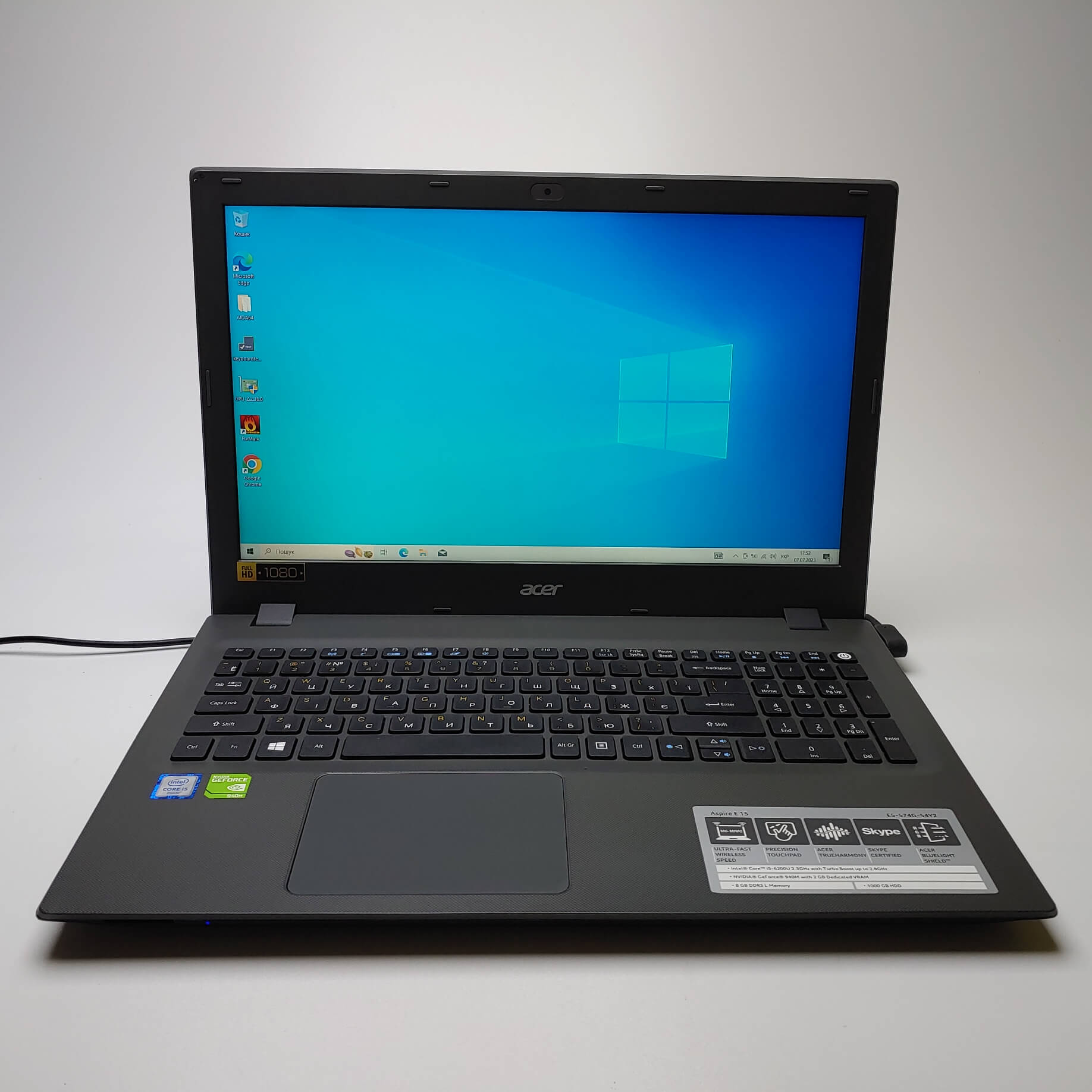 Ноутбук Acer Aspire E5-574G-54Y2 Grey (i5-6200U/RAM 8GB DDR3/SSD 240GB ...