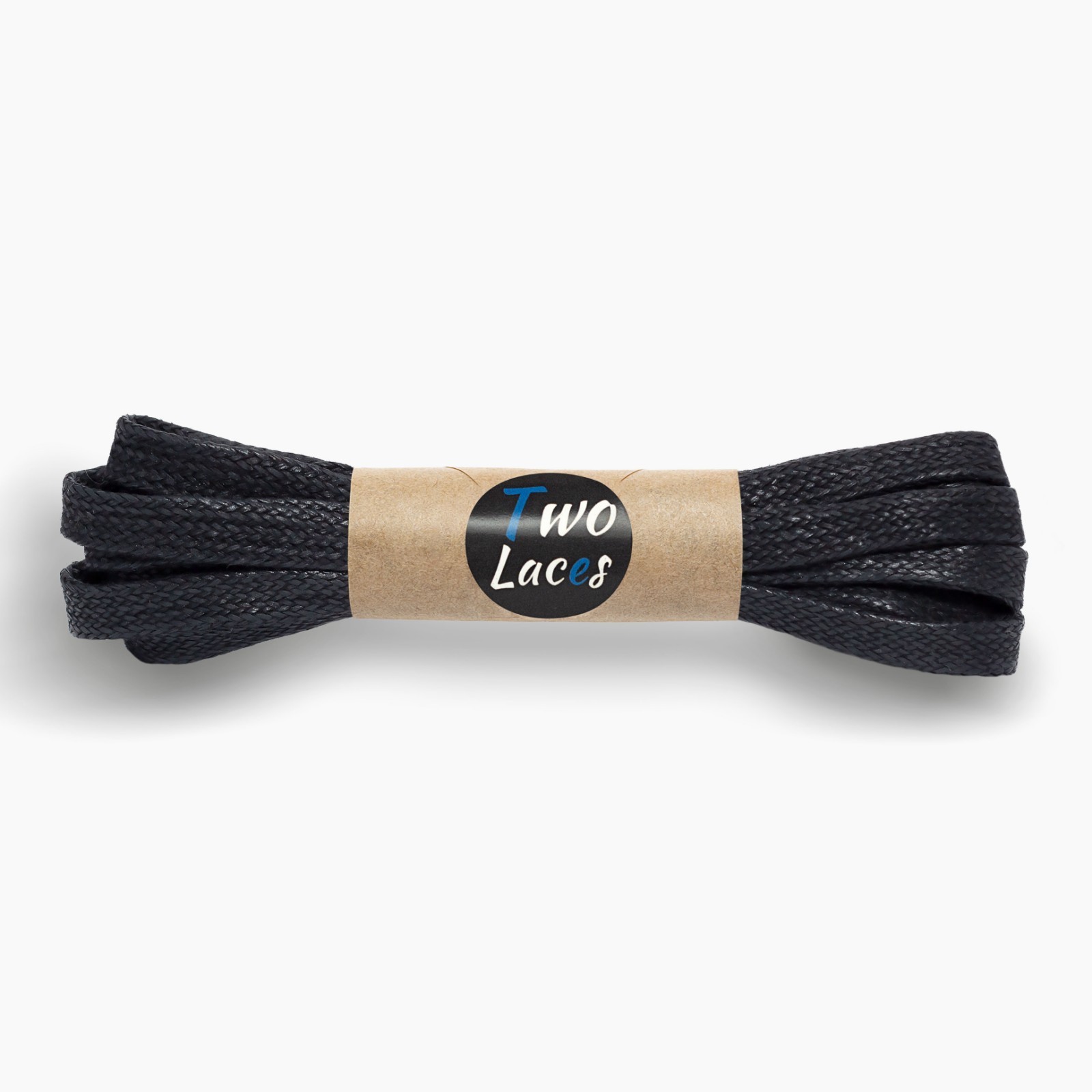 Шнурки для обуви Two Laces вощеный плоский 6 мм, длина 150 см, черный ...