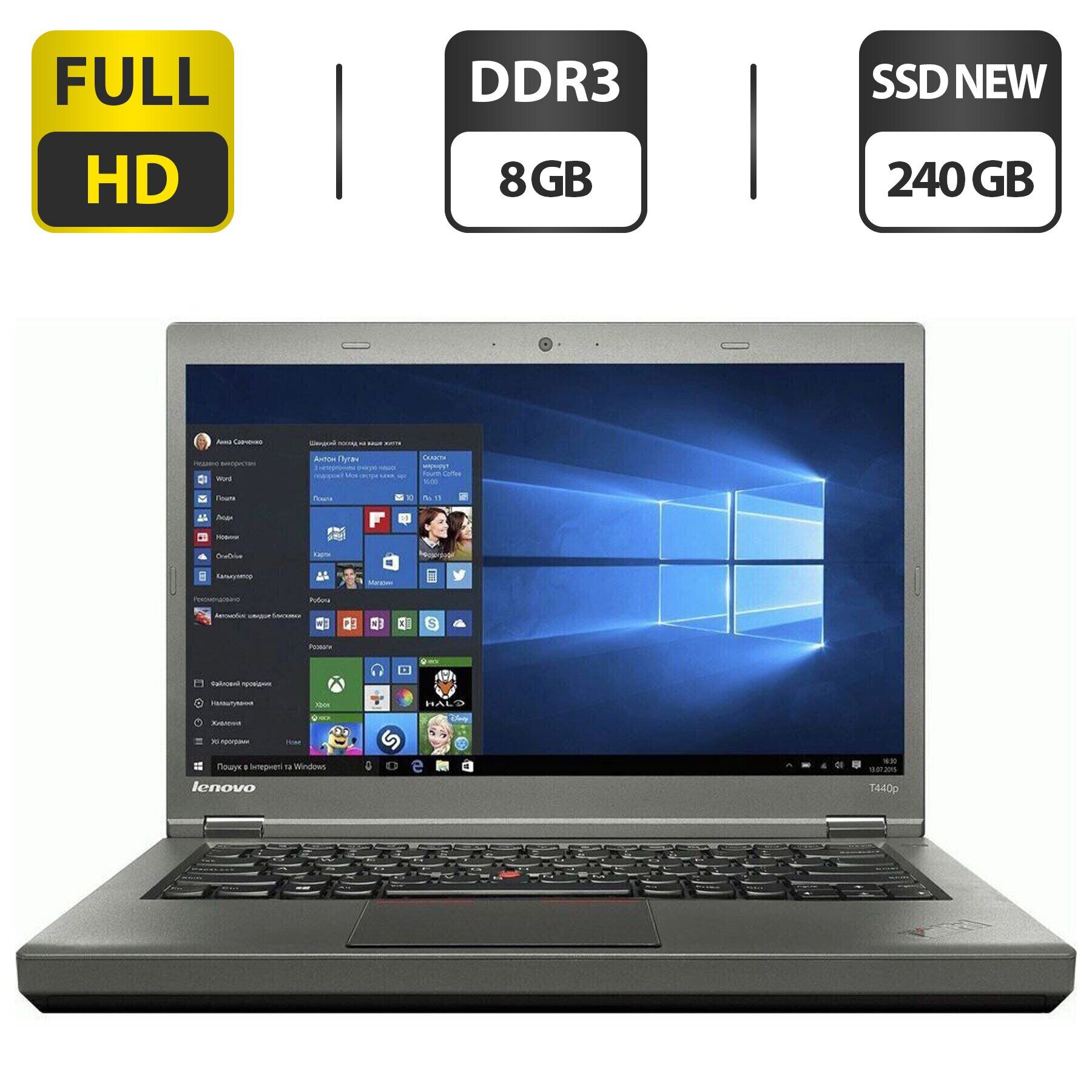 Ноутбук Lenovo ThinkPad T440p / 14" IPS / Intel Core i5-4300M (2(4) ядра по 2.6-3.3GHz) / 8GB ...