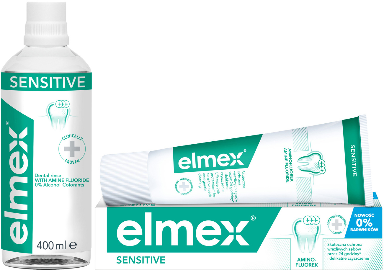 Набір Зубна паста Elmex Sensitive з амінфторидом 75мл + Ополіскувач для ...