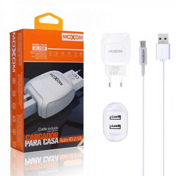 Сетевое зарядное устройство MOXOM 2в1 micro 2USB/2.1A (KH-69) – фото ...