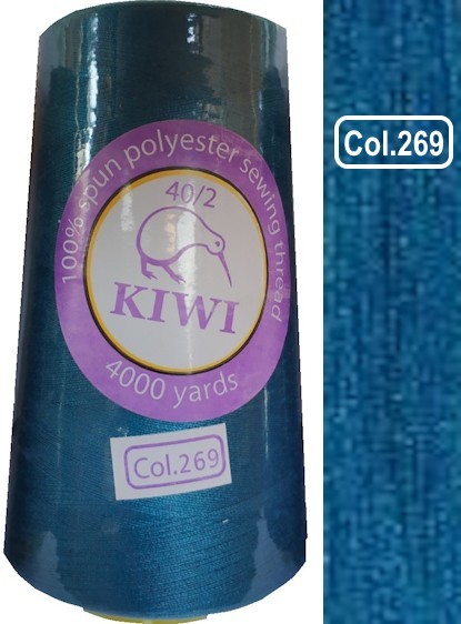 Нитки швейні "Kiwi" колір Лазуровий 4000 ярдів №40/2 (269) – фото ...