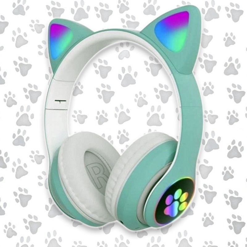 Беспроводные наушники с ушками с микрофоном Cat Ear светящиеся ушки и ...