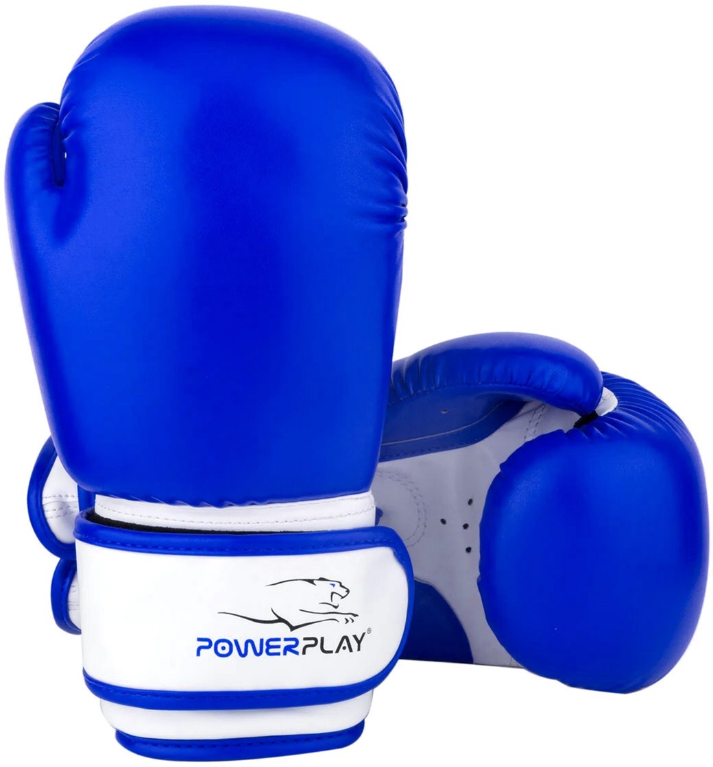 Боксерские перчатки PowerPlay 3004 JR 6 унций Сине-белые (PP_3004JR_6oz ...