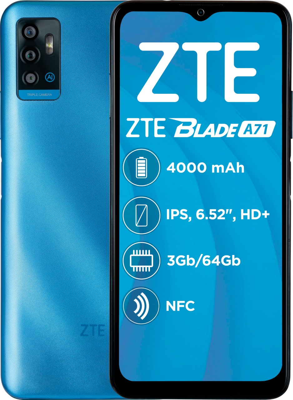 Смартфон ZTE Blade A71 3/64GB Blue – фото, отзывы, характеристики в ...