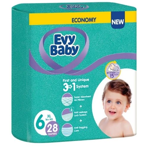 Підгузки дитячі Evy Baby Еві Бебі Junior джуніор 6 (16+ кг), 28 шт ...