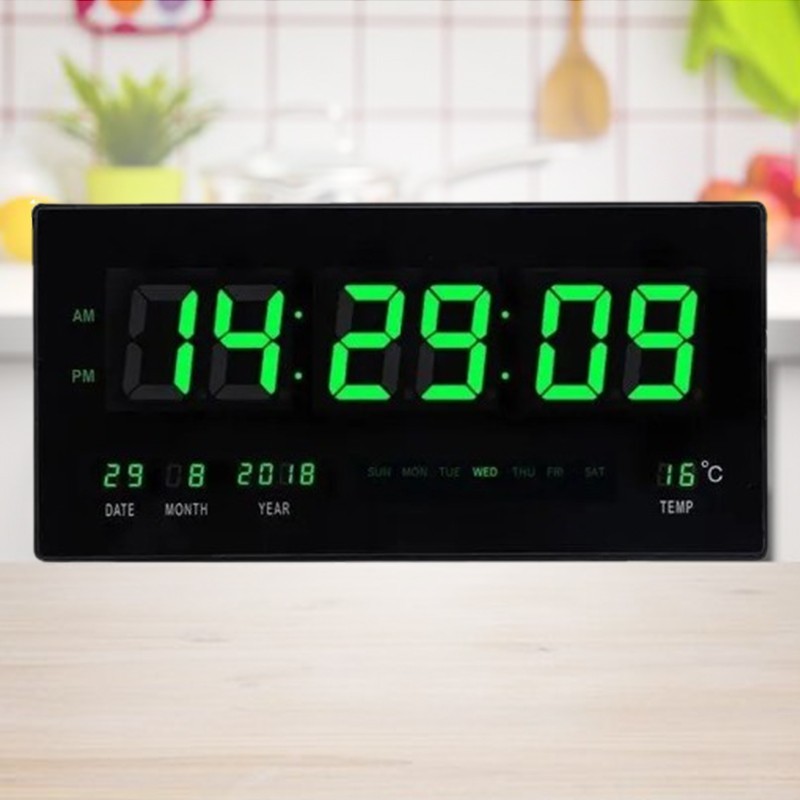 Електронний настільний настінний годинник з температурою календарем з дисплеєм від мережі фото