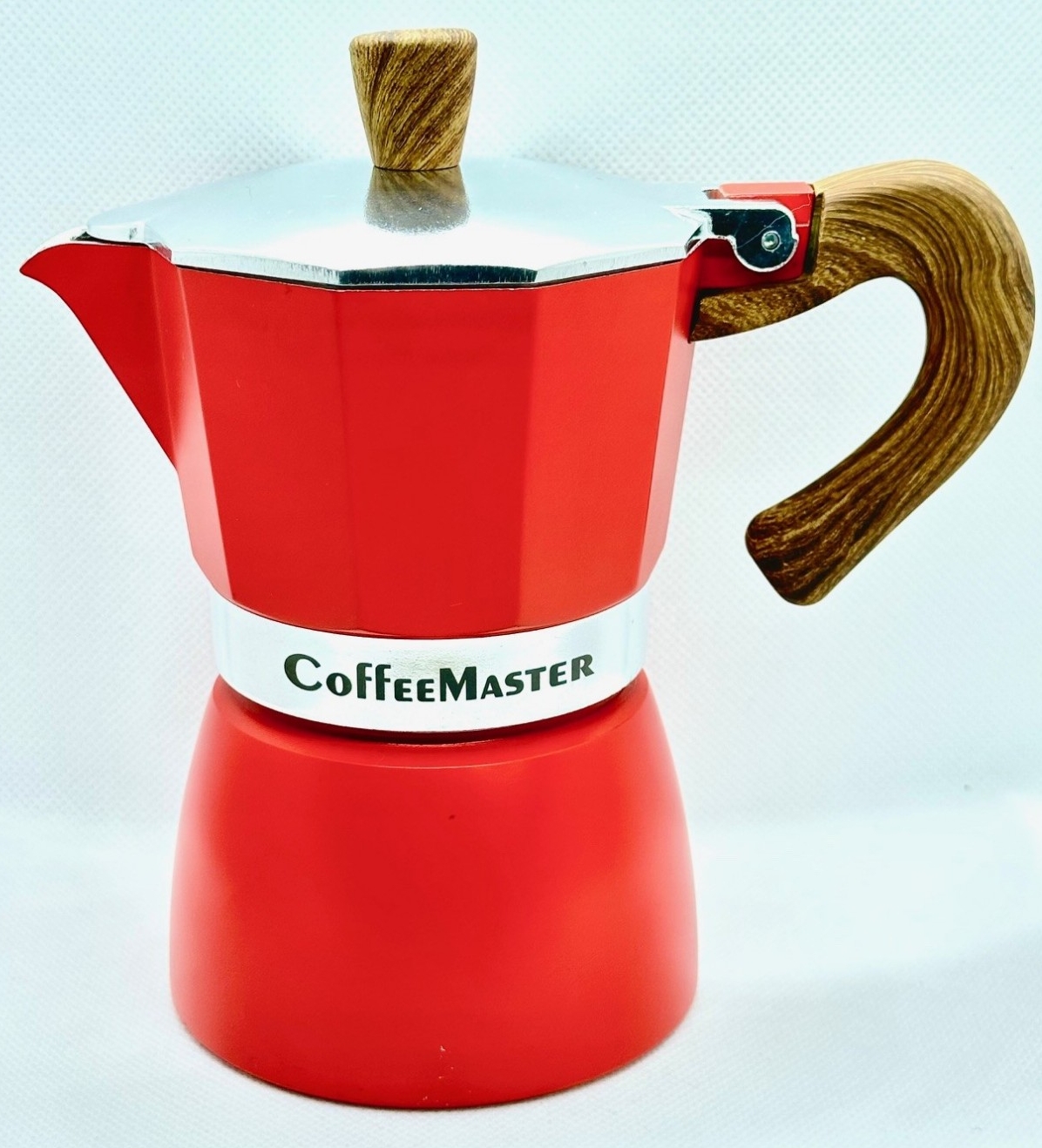 Гейзерна кавоварка 150мл (на 3 чашки еспресо) CoffeeMaster (червоний ...