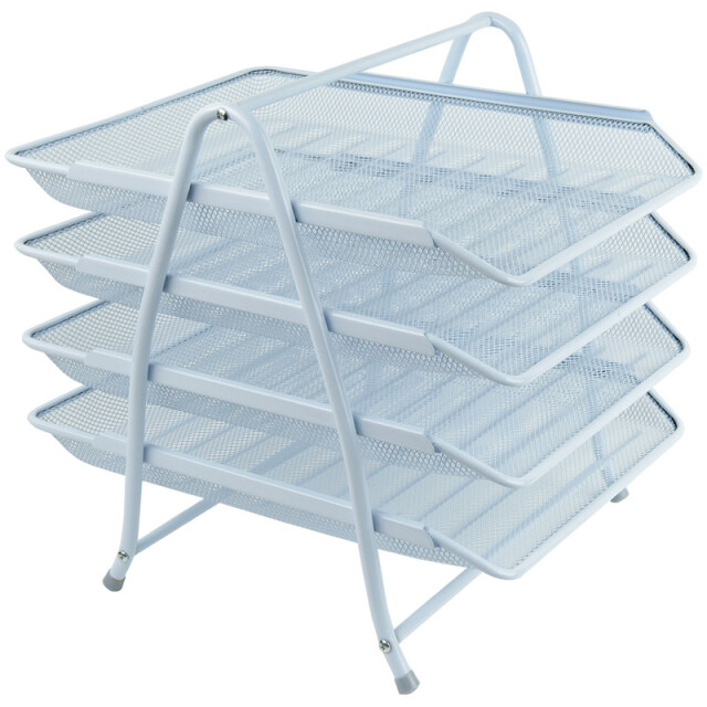 Лоток горизонтальний Axent на 4 відділення 300x350x330 мм металева сітка білий (2129-21-A ...