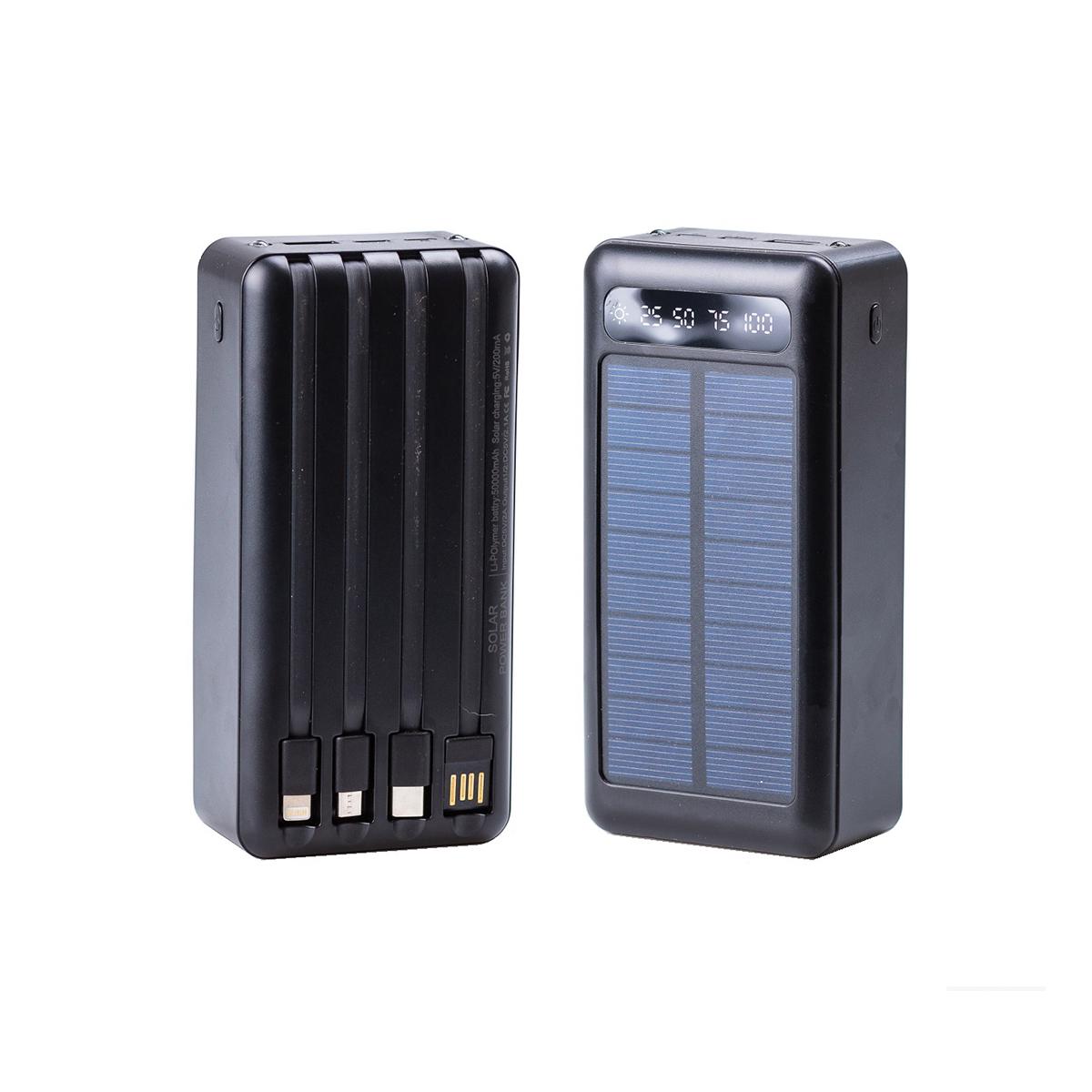 Повербанк SmartX – 50000 mAh с солнечной батареей, USB-С/USB-A/microUSB ...