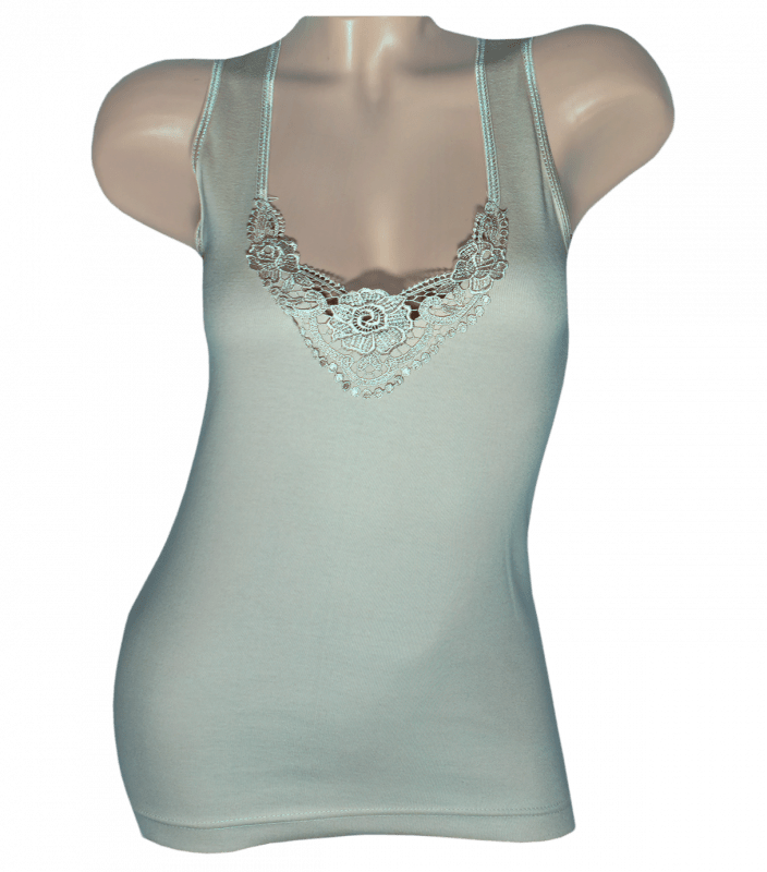 Женская майка на широких бретельках с кружевом - Tengulu - 310 - M ...