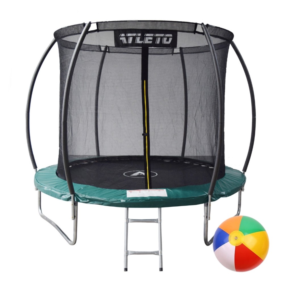 Батут Atleto 252 см з внутрішньою сіткою зелений + драбинка – фото, отзывы, характеристики в ...